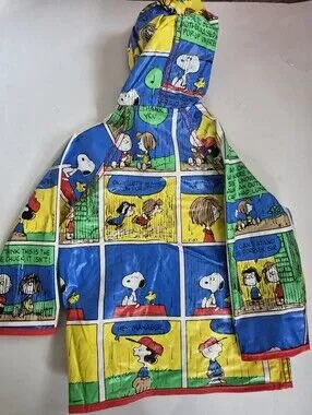 Jackets & Coats | Vintage Peanuts Comic Stripe Red Kids Raincoat Snoopy ...